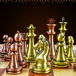 LuckyWish Staunton Weighted Metal Chess Pieces Chessmen with 2.6 Inch King Felted 2 Extra Queens Chess Pieces Only, No Board