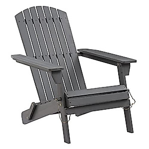 Amazon Aware FSC Certified Outdoor Folding Adirondack Chair, Acacia Wood, Dark Grey