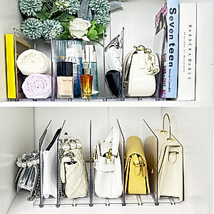 VERONLY 10 Layer Purse Organizer for Closet, Adjustable Clear Shelf Dividers Purse Bag Divider for Closet Organizer, Acrylic Handbag Organizers for Closet,Clear.