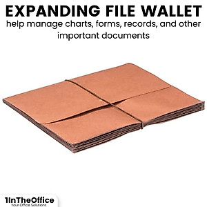 1InTheOffice Expanding File Wallet with Flap and Cord Closure, 5-1/4" Expansion, Letter Size, Redrope, 2 Pack