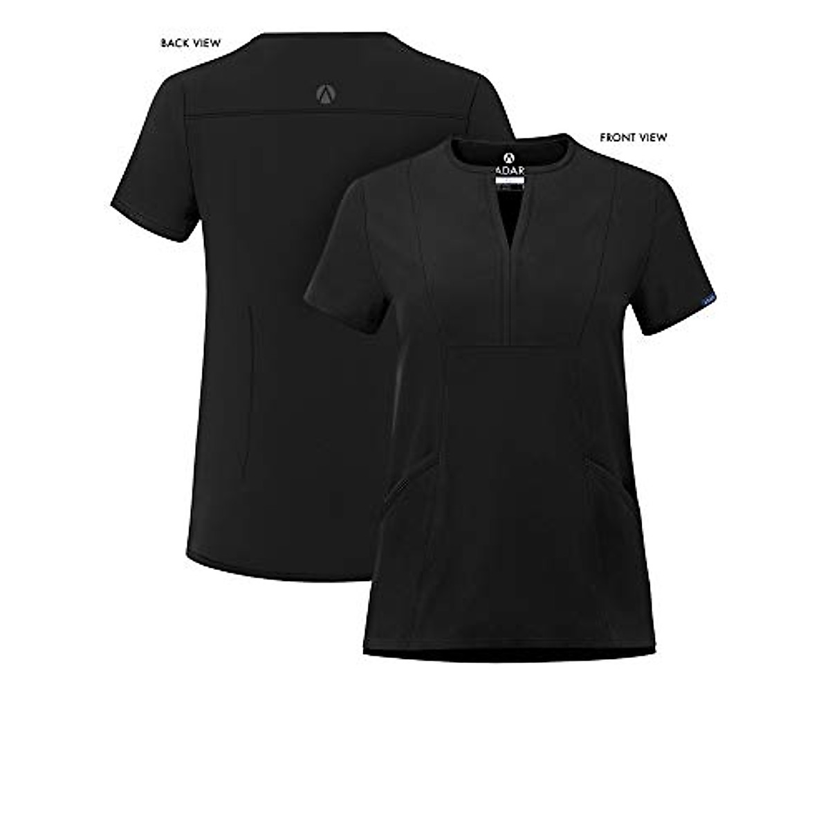 Adar Addition Scrubs for Women - Notched V-Neck Scrub Top - A6002 - Black - S