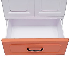 Gdrasuya10 Plastic Drawers Dresser with 2 Drawers and 1 Large Cabinet, 22.4" L x 15.7" D x 43.3" H Plastic Tower Closet Organizer with Wheels Suitable for Apartments Condos and Dorm Rooms