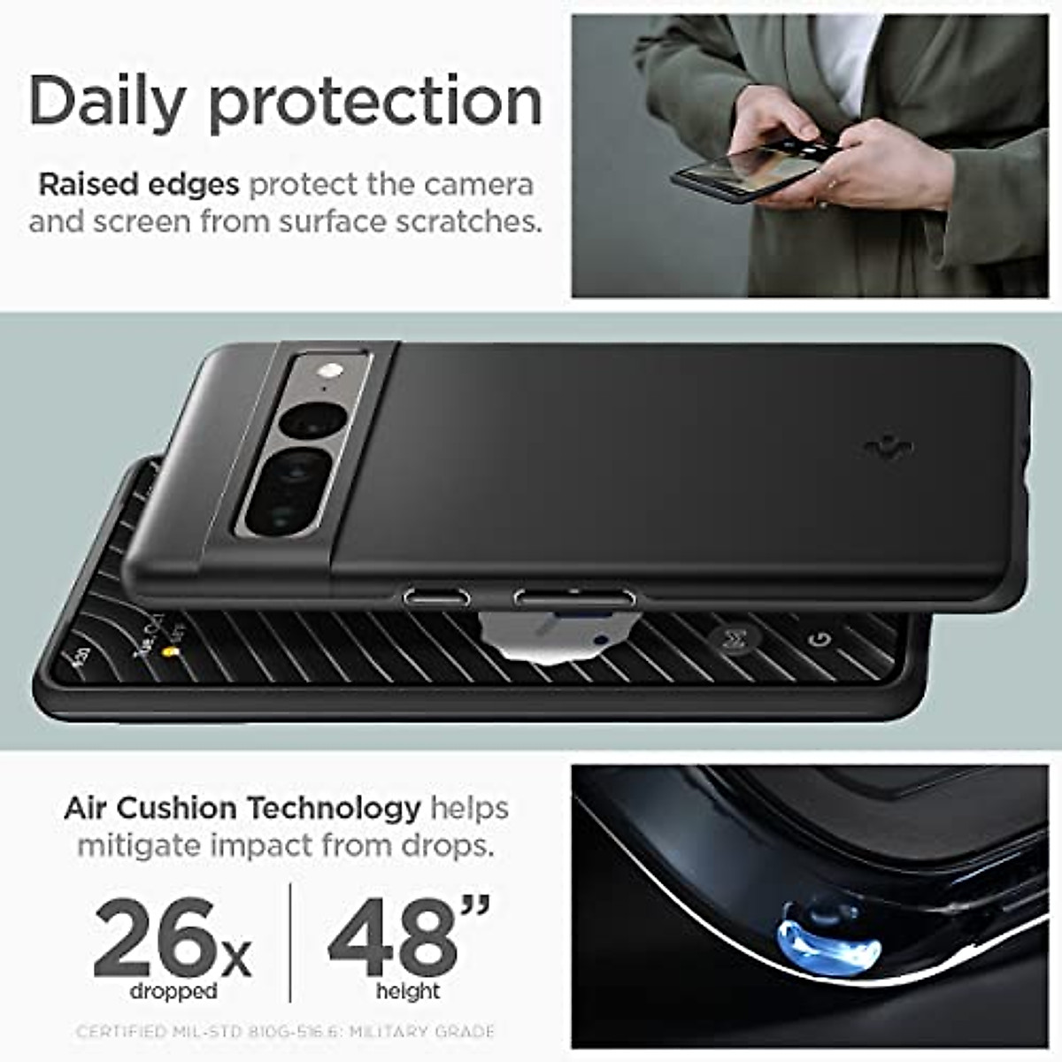 Spigen Thin Fit Designed for Pixel 7 Pro Case (2022) - Black