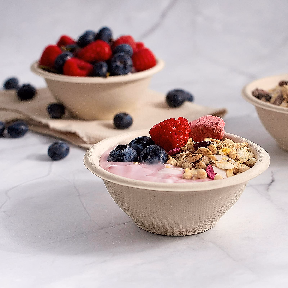 ZORRITA 150 Pack 8 oz Paper Bowls Disposable Small Compostable Soup Bowls Natural Sugarcane Biodegradable Bowls for Ice Cream, Desserts, Pet Food