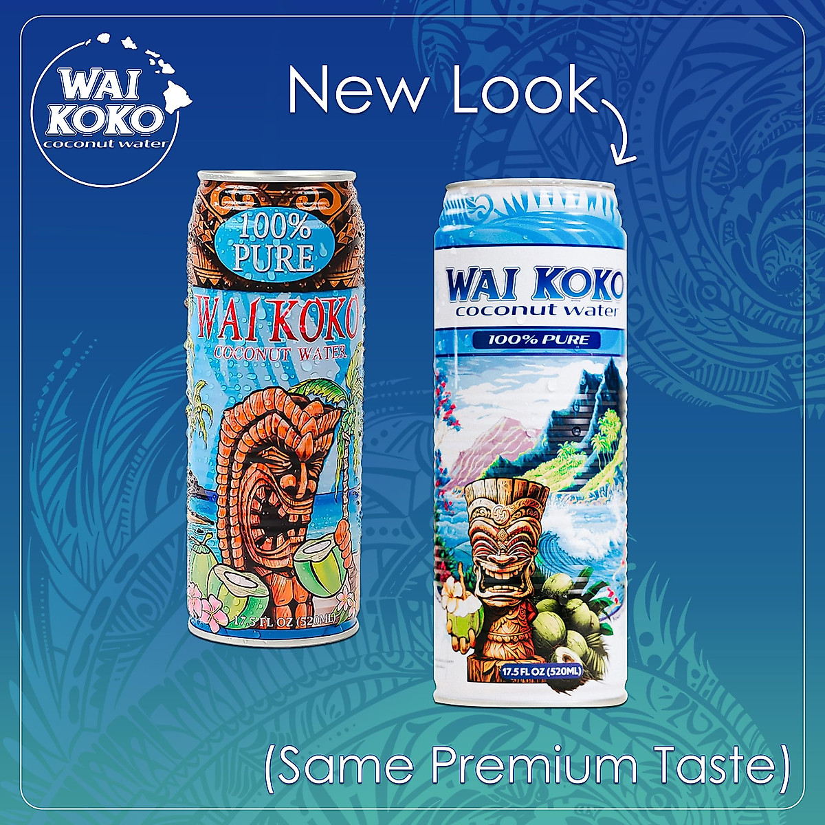 Wai Koko Coconut Water 100% Pure Coconut Water, 17.5 Fl Oz (Pack of 12)