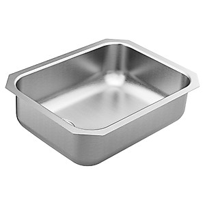 Moen GS18192L 1800 Series 23.5-inch 18 Gauge Undermount Single Bowl Stainless Steel Kitchen Sink 7-inch Depth Left Drain, Satin Stainless