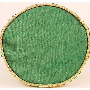 INDTRESOR beaded handcrafted embroidered evening purse drawstring handbag vintage party wedding gift for women. Green Gold