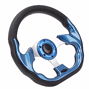 Steering Wheel Kit, PU Leather Surface Strong Grip Wear Resistant Cart Steering Wheel 12.5 Inch Universal Beautiful for DS Precedent Onward Tempo (Blue)