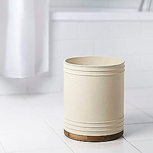 Allure Home Creation Marson Resin in Stone Finish with Natural Color Wooden Base Wastebasket 1.80 gallons
