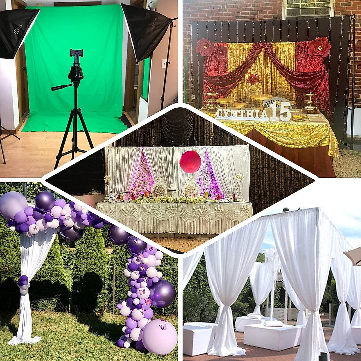 Efavormart 10ft x 10ft Heavy Duty Pipe and Drape Kit Backdrop Support with Metal Steel Base for Wedding, Party, Event, Photography, and Exhibition Decoration