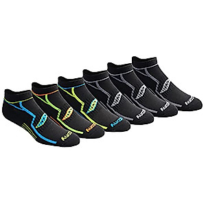 Saucony Men's Multi-Pack Bolt Performance Comfort Fit No-Show Socks, Black (6 Pairs), Shoe Size: 5-8