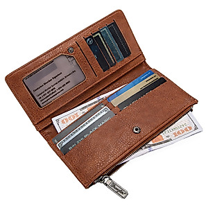 Wrangler Cow Print Wallets Womens Bifold Credit Card Wallet Women's Wallets, Card Cases & Money Organizers Brown Wallet for Women Ladies Female Cash Wallet with Smooth Zipper