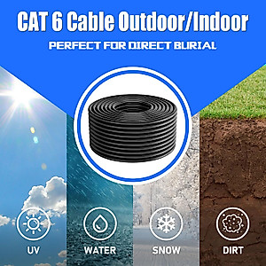 Cat 6 Ethernet Cable 100ft Outdoor, FTP Shielded Cat 6 Cable 23AWG, Heavy Duty, Waterproof, Direct Burial, In-Ground, UV Resistant LAN Internet Network Cable 100ft No Ends for Router Gaming Modem, CCA