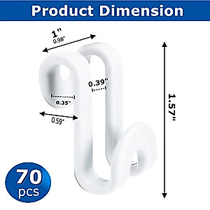 YuGtcen 70 Pcs Hanger Connector Hooks, Hangers Space Saving Mini Cascading Hanger Hooks for Velvet Huggable Hangers, Wooden Hangers, Heavy Duty Space Saving Hanger Organizer for Closet (White)