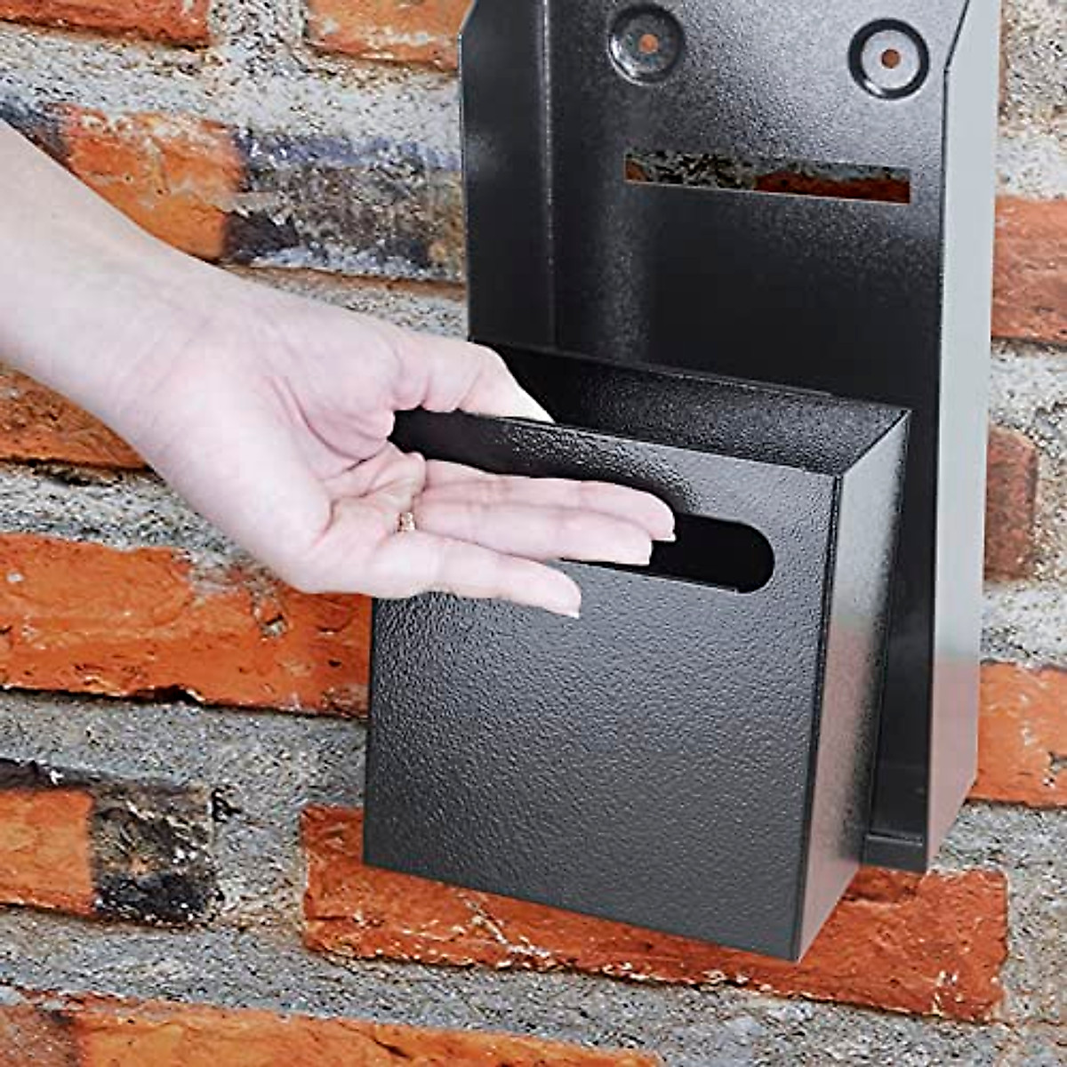POCHAR Rainproof Wall Mount Disposal Containers - Galvanized Steel Outdoor Receptacles Smoker Disposal - Easy Waste Accommodation - for Outdoor Use (Black)