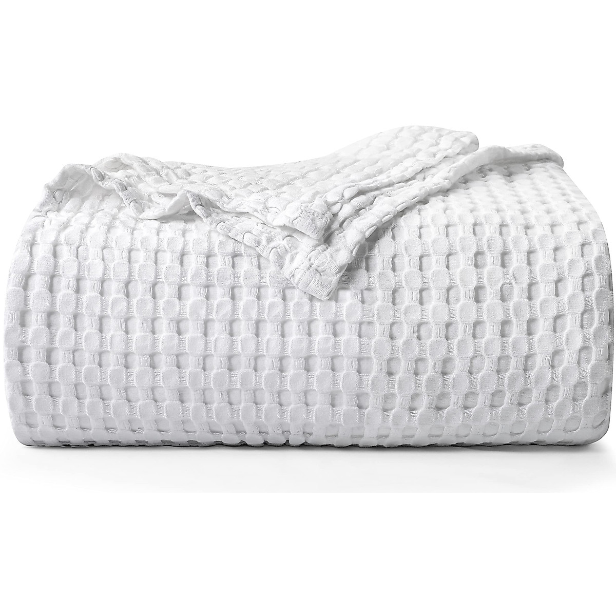 Utopia Bedding Cotton Waffle Blanket 300 GSM (White - 90x72 Inches) Soft Lightweight Breathable Bed Blanket Twin Size Layering Any Bed for All Season
