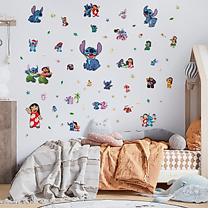 2 Sheets Cartoon Wall Decals, Large Removable Waterproof Peel and Stick Wall Stickers Ideal for Boys Girls Bedroom Bathroom Living Room Nursery Playroom Wall Decor