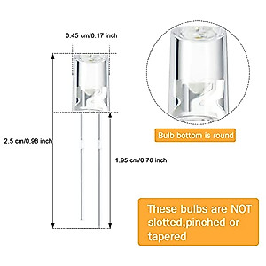 Mudder 60 Pcs LED 5mm Christmas String Lights Replacement Bulbs Energy Efficient LED Halloween Wire Light Set Connectable Home Decor Light Bulb for Festival Patio Garden Wedding Holiday (Warm White)