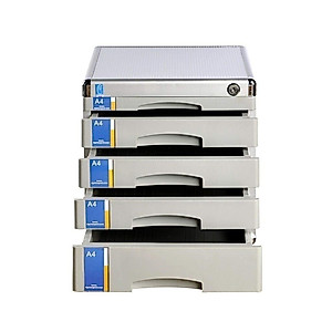 LEYT Flat File Cabinet, Drawer Organizer Lockable, for Office Supplies Storage, Aluminum Alloy - Grey