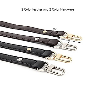 Adjustable PU Leather Purse Handle Shoulder Crossbody Strap for Handbag Bucket Bag (Black - Gold)