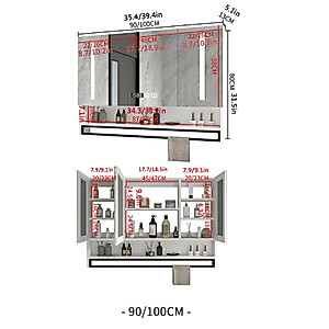 Medicine cabinet with LED lights,Smart touch,bathroom vanity mirror with lights and storage,with Defogger, Dimmer,lighted cabinets for bathroom with time display,smart wall mount medicine cabinet ( Si