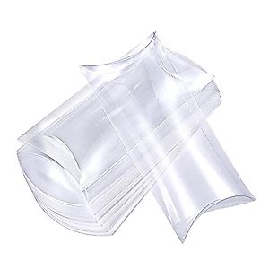 BENECREAT 30 Packs Clear Plastic Pillow Favor Box Candy Treat Gift Box for Wedding Party Packing Box, Over Size - 5.5x2.5x1
