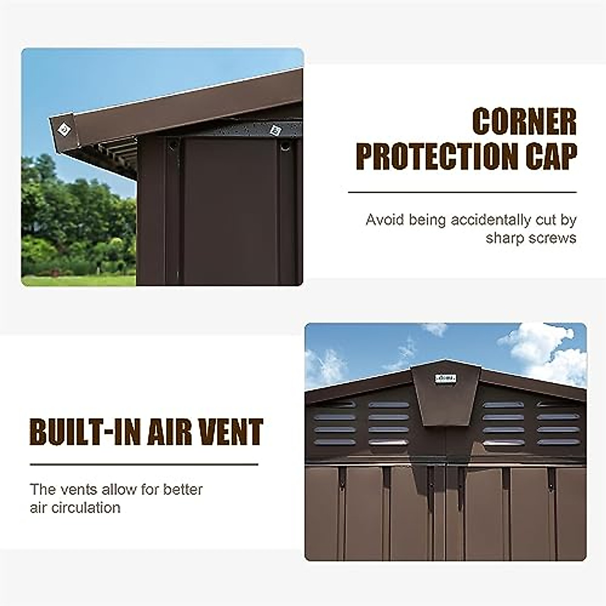 UBGO Large Metal Storage Shed,10x8ft Sheds & Outdoor Storage,Patio Storage Cabinet with Lockable Door,Tool Cabinet with Vents Steel Garden Tool Shed for Patio,Lawn to Store Bikes,Tools,Lawnmowers,Gray
