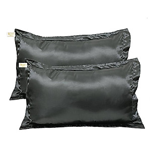 Natural hair essentials reversible and adjustable Satin bonnet, satin pillowcases, satin Scrunchies and headband set of 8 pieces (Black)