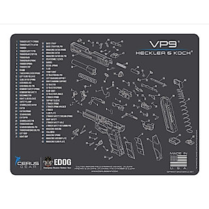 EDOG Range Warrior 27 Pc Gun Cleaning Kit - Compatible with Heckler & Koch HK VP9 - Schematic (Exploded View) Mat, Range Warrior Universal .22 9mm - .45 Kit & Tac Book Accessories Set