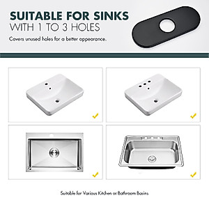 6 Inch Faucet Deck Plate for Bathroom Sink - Universal Fit for 1 Hole or 3 Hole 4 Inch Centerset Basins - Escutcheon Faucet Plate - Stainless Steel Faucet Hole Cover(Matte Black)