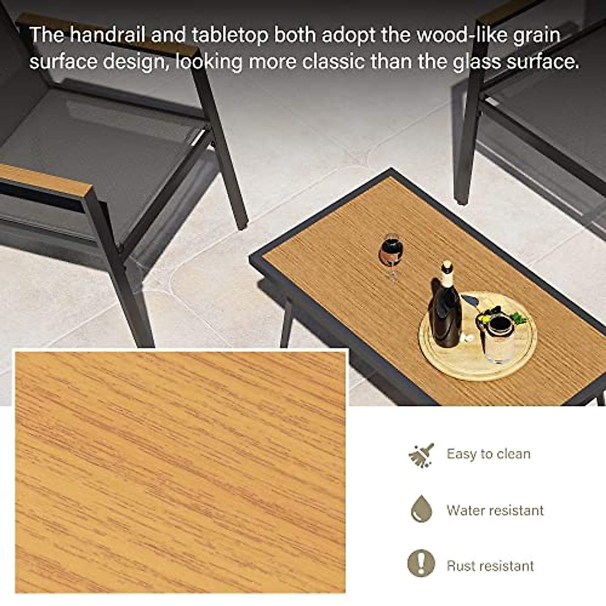 LAUSAINT HOME 4 Pieces Patio Furniture Set, Modern Outdoor Furniture Textilene Fabric Patio Conversation Sets, Patio Chairs Set of 4 with Loveseat Coffee Table for Backyard, Lawn, Garden