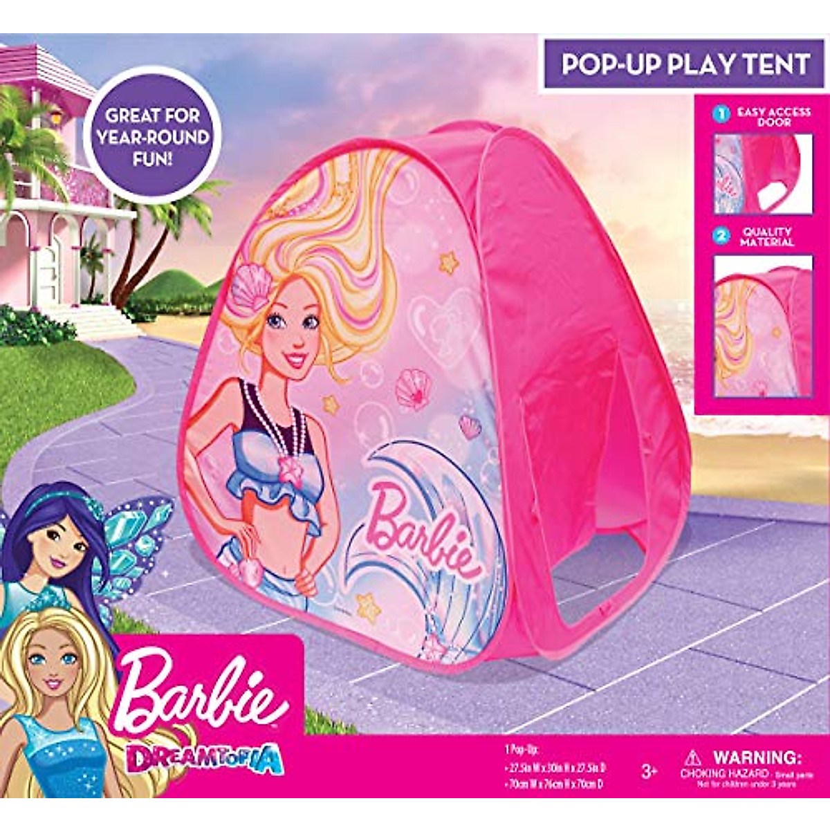 Barbie Dreamland Pop Up Play Tent – Pink Indoor Playhouse for Kids | Gift for Girls – Sunny Days Entertainment