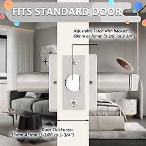 Probrico (5 Pack Square Door Lever Interior Bedroom or Bathroom Lever Door Handle, Privacy Door Lever in Satin Nickel,with Locking Keyless Lever for Right & Left Sided Doors Heavy Duty