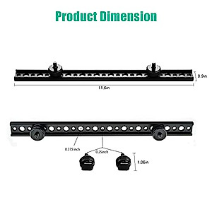 Cold Shoe Bracket Extension Bar, 11.6" Tripod Bracket Mount Dual Camera Flash Mount Can Be Adjust Easily, Aluminum Hot Shoe Extension Bar with 1/4" & 3/8" Screw for Camera LED Video Light Flash Light