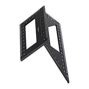 OwnMy Set of 2 Saddle Layout Square Gauge for Woodworking, 45/45 Degree - 90/45 Degree Square Layout Miter Angle Measuring T Ruler, Aluminum Alloy 3D Miter Scriber Template Tool for Carpenter (Black)