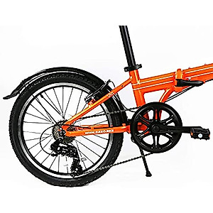 ZiZZO Via 20” Folding Bike-Lightweight Aluminum Frame Genuine Shimano 7-Speed 26lb (Metallic Orange)