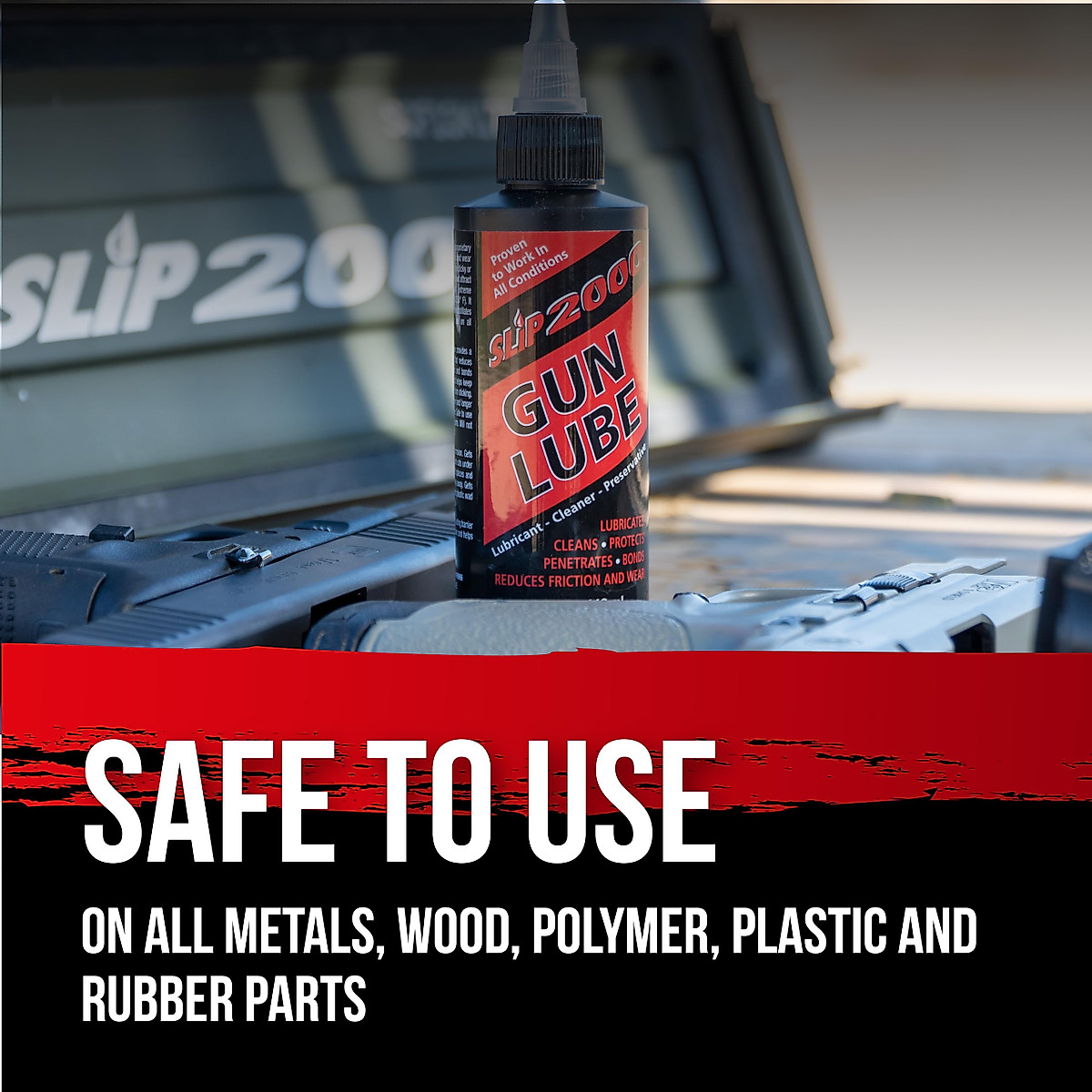 Slip 2000 Gun Lube, 100% Pure Synthetic CLP, Performs in All Conditions, Gun Lubricants for Peak Performance, Eliminates Excessive Wear, For Shotguns, Rifles and Pistols, 4-Ounce Squeeze Bottle