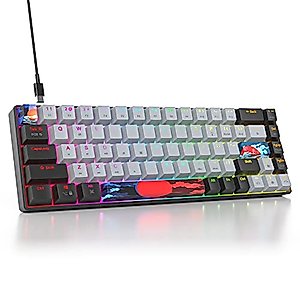 Mosptnspg Protable 60% Percent Gaming Keyboard Mechanical, Mini Compact RGB Backlit 68 Keys Wired Office Keyboard with red Switch for Mac/Win/PC/ps4/ps5/xbox(Dolch/red Switch 68)