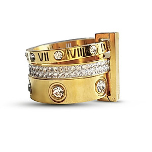 YIKOXI Gold Rings Set for Women 18K Gold Plated Titanium Steel Dainty Cubic Zirconia Rings Fashion Stacking Bands Valentines Day Mother's Day Christmas Day Best Gifts (Gold, 7)