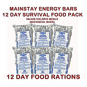LaunchPro Emergency Food Rations 2400 Calorie Bars (Pack of 6) 12 Day Rations (36 Servings 3x400cal/day)