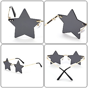 IKUVNA Rimless Star Shape Sunglasses for Women Men Party Streetwear Glasses Trendy Transparent Pentagram Eyewears
