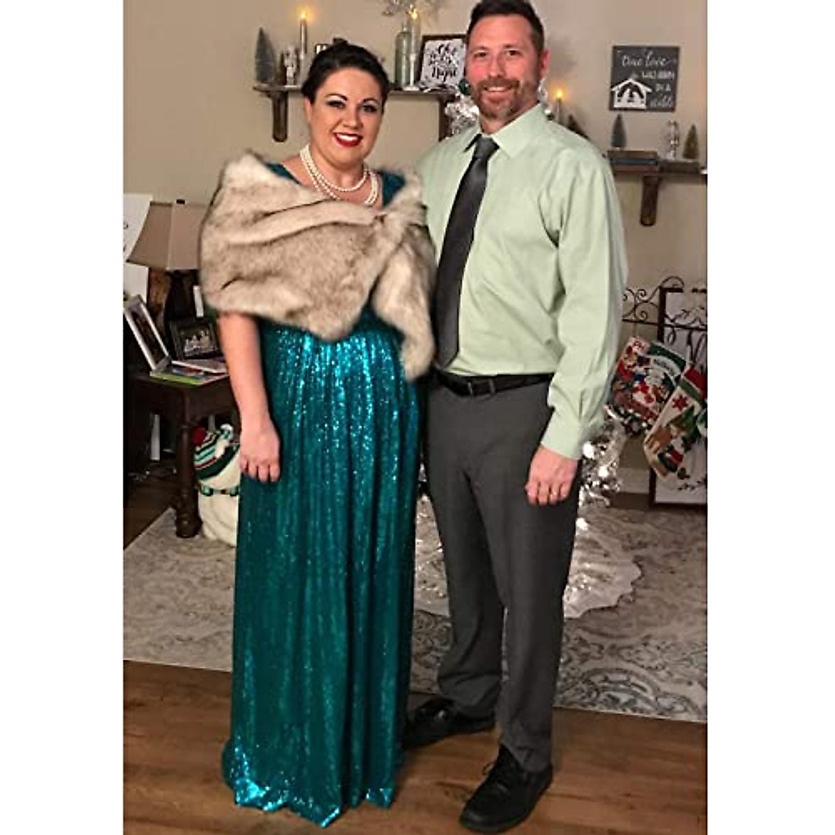 Kate Kasin Women Sleeveless Sequines Bridesmaid Dresses Empired Waist Green USA4 KK199-6