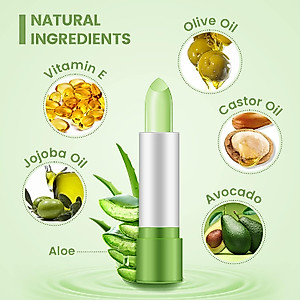 Ownest 5 Packs Aloe Vera Lipstick, Long Lasting Nutritious Soothing Lip Balm, Lips Moisturizing Magic Temperature Color Change Lipstick, Lip Care