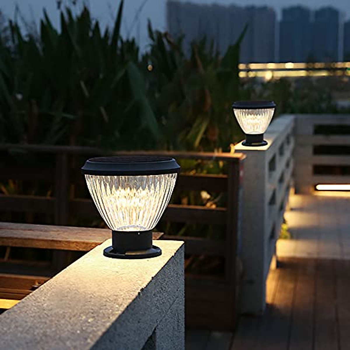 Kangl Solar Column Headlight Home Outdoor Garden Villa Pillar Lamp Waterproof Outside Landscape Fixtures,Creative Pumpkin Shape Fence Lights,for Walkway Path Driveway(Warm White)