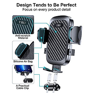 YRU [Super Stable] Phone Holder Car [Upgraded 80 Lb Suction Cup] Thick Case Friendly, Heavy Duty Mobile Car Cell Phone Holder Mount for Dashboard Vent Windshield iPhone 14 Pro Max 13 12 11 Galaxy S22