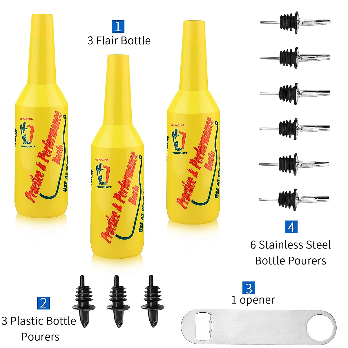 SuproBarware Flair Bottle Decorative Bottles - 25oz/750ml Height Flair Bartender Practice & Performance Bottle, Set of 10