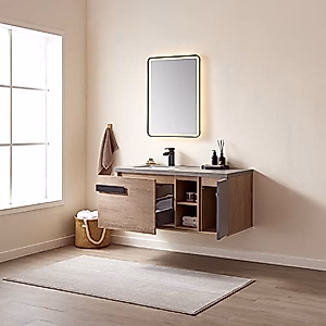 VINNOVA Carcastillo Bathroom Vanity, North American Oak
