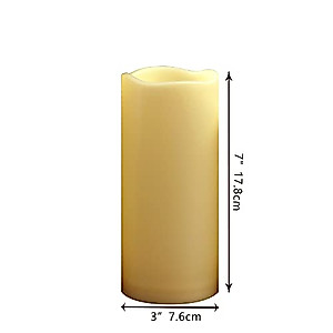 Waterproof Outdoor Battery Operated Flameless Candles with Cycling Timer, Realistic Flickering Plastic Fake Electric LED Pillar Lights for Garden Wedding Party Halloween Christmas Decor 3x7 Inches
