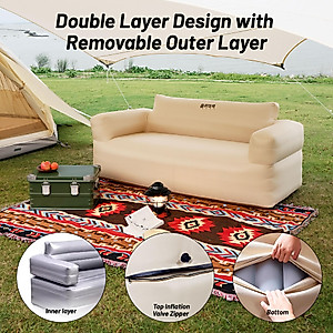 喜马拉雅 Inflatable Couch for Camping Inflatable Sofa with 120V Electric Air Pump -1000D Oxford -3-Layer Design -880lb Weight Capacity Camping Accessories (Double)