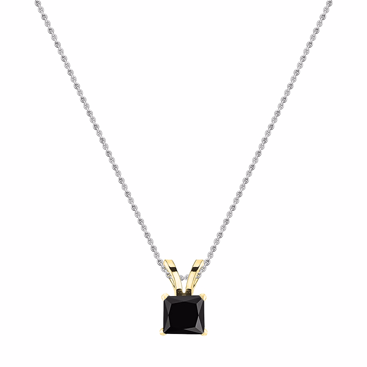 Dazzlingrock Collection 1.00 Carat (ctw) Princess Black Diamond Solitaire Pendant With 18 Inch Chain With Silver Chain 1 CT, 10K White Gold